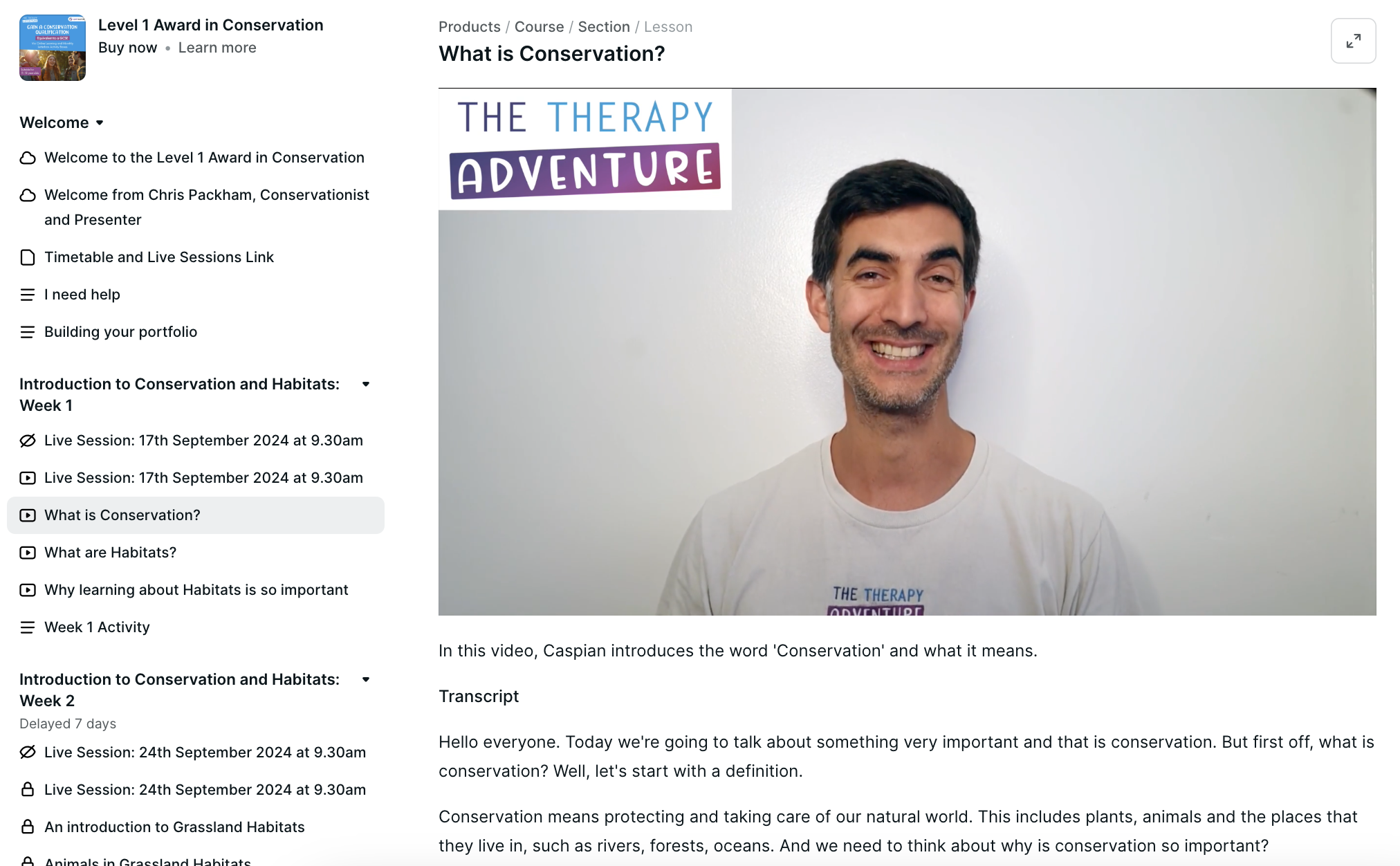 Level 2 Conservation Programme